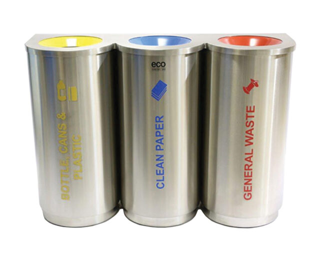 Colour Coded Recyclers | Three Stainless Steel Bins 147L | Eco Elegance
