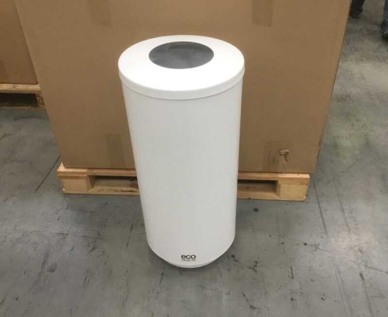 White Stainless Steel Bin | 70L Open Top Waste Bin | Eco Elegance